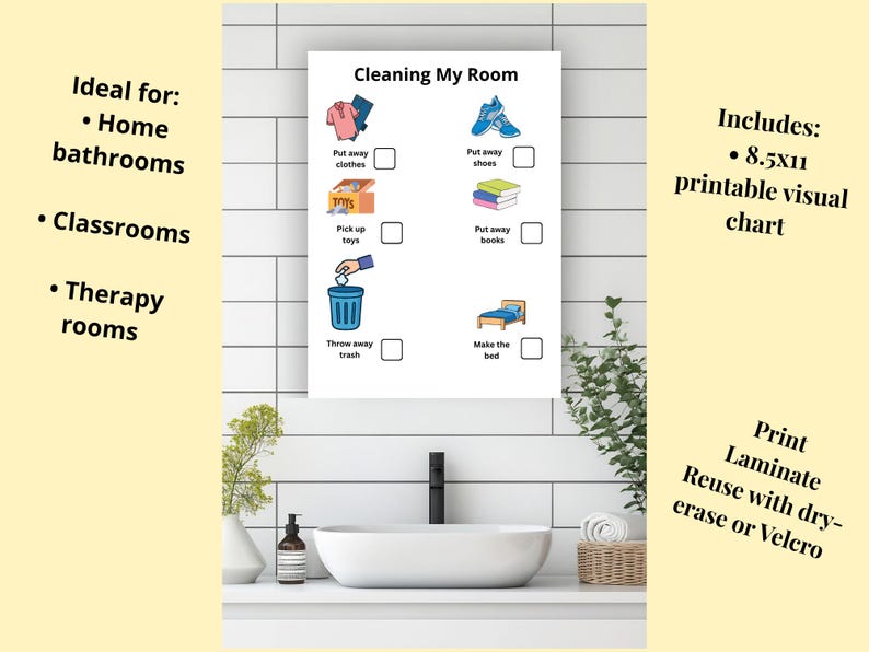 Cleaning My Room Visual Checklist | Kids Chore Chart | Autism & ADHD ...