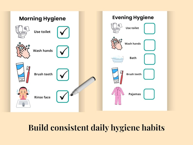 Hygiene Visual System for Kids | Morning Evening Bathroom Routines ...