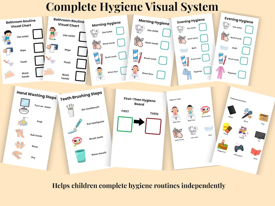 Hygiene Visual System for Kids | Morning Evening Bathroom Routines ...