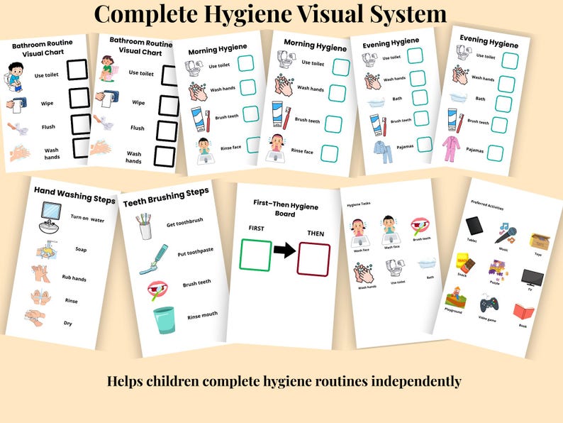 Hygiene Visual System for Kids | Morning Evening Bathroom Routines ...
