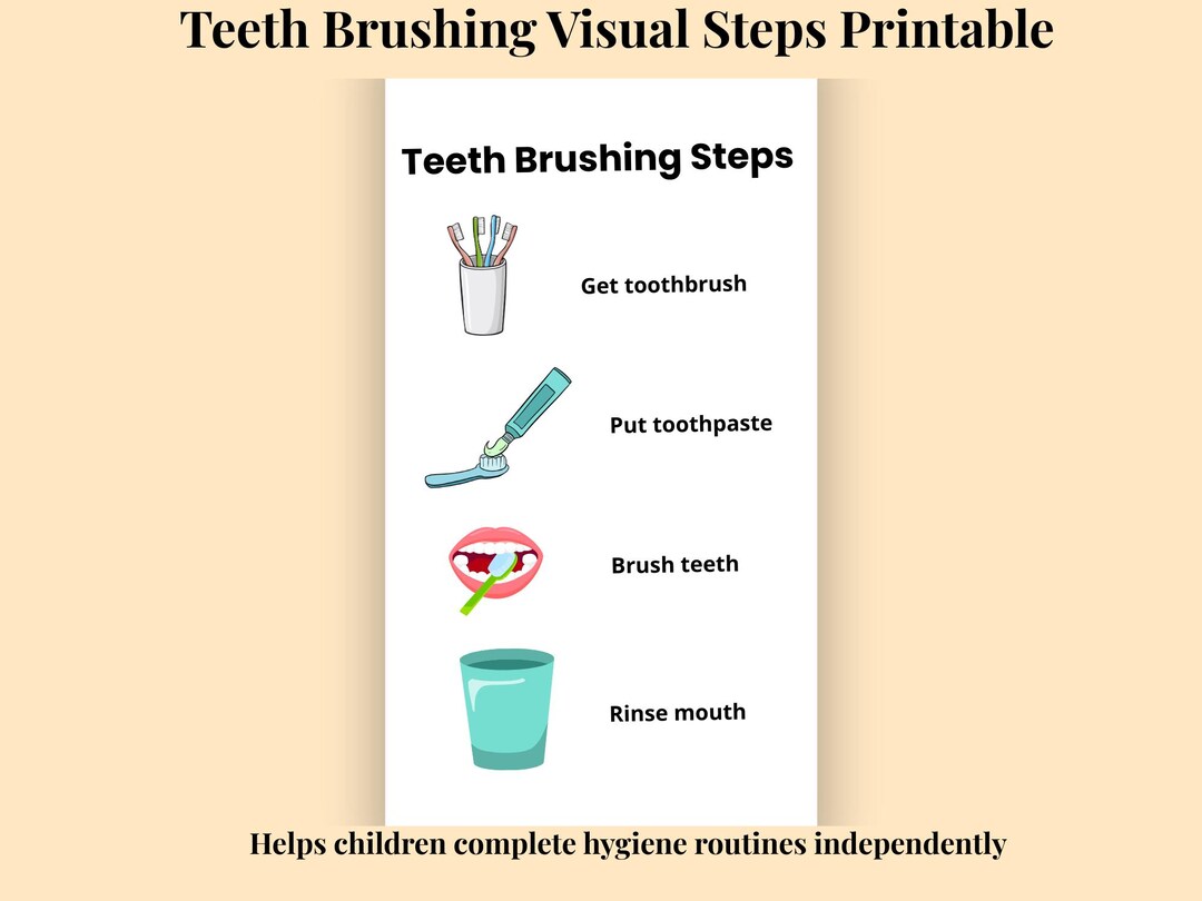 Teeth Brushing Visual Steps Printable Autism Hygiene Chart | Special ...