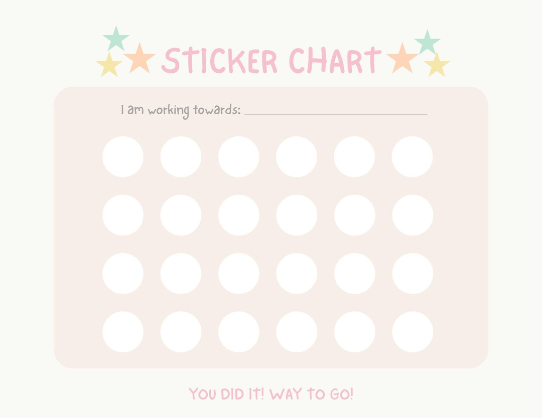 Kids Sticker Reward Chart | Simple for Girls | Printable Template ...