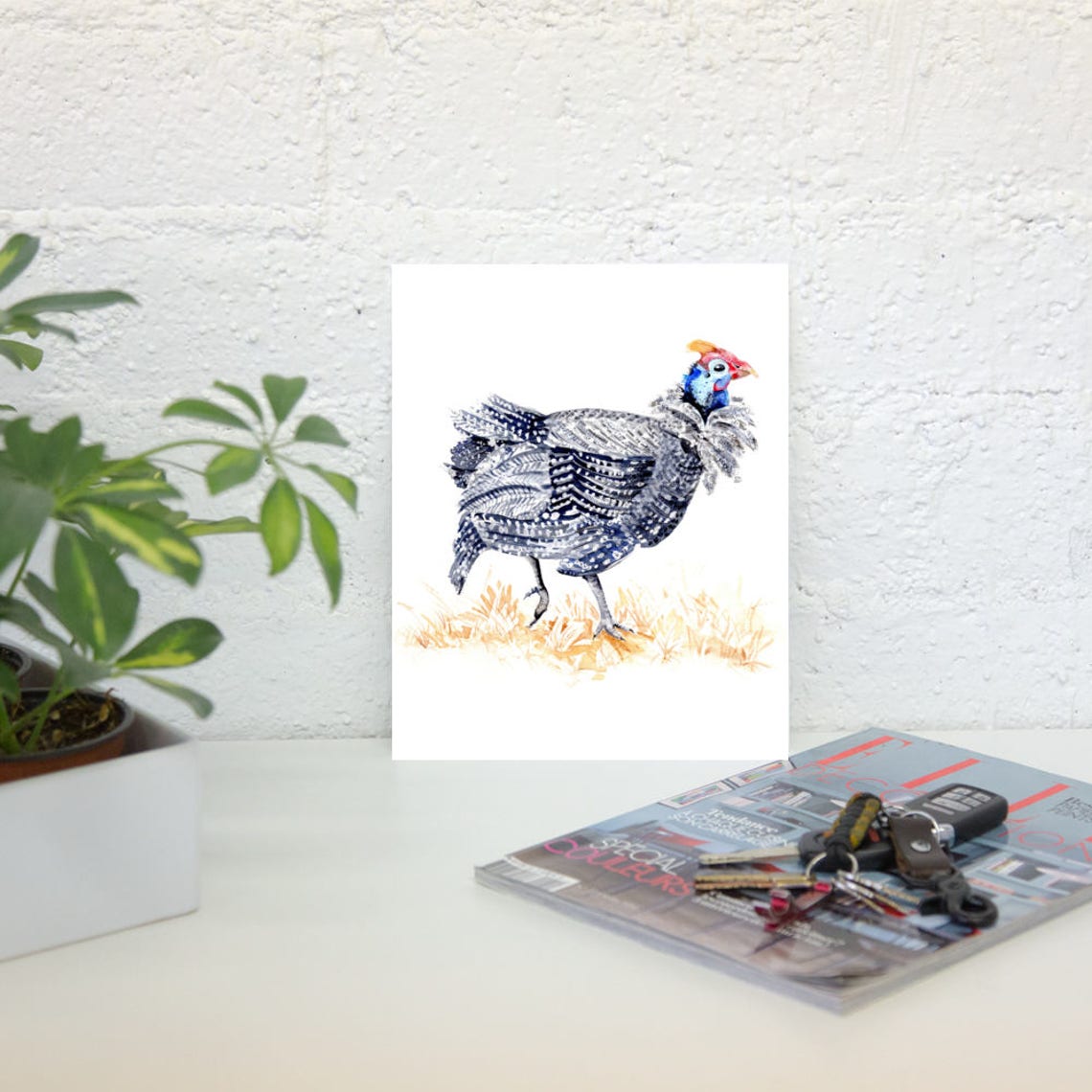 Guinea Hen Art Print of Watercolor Guinea Fowl South - Etsy