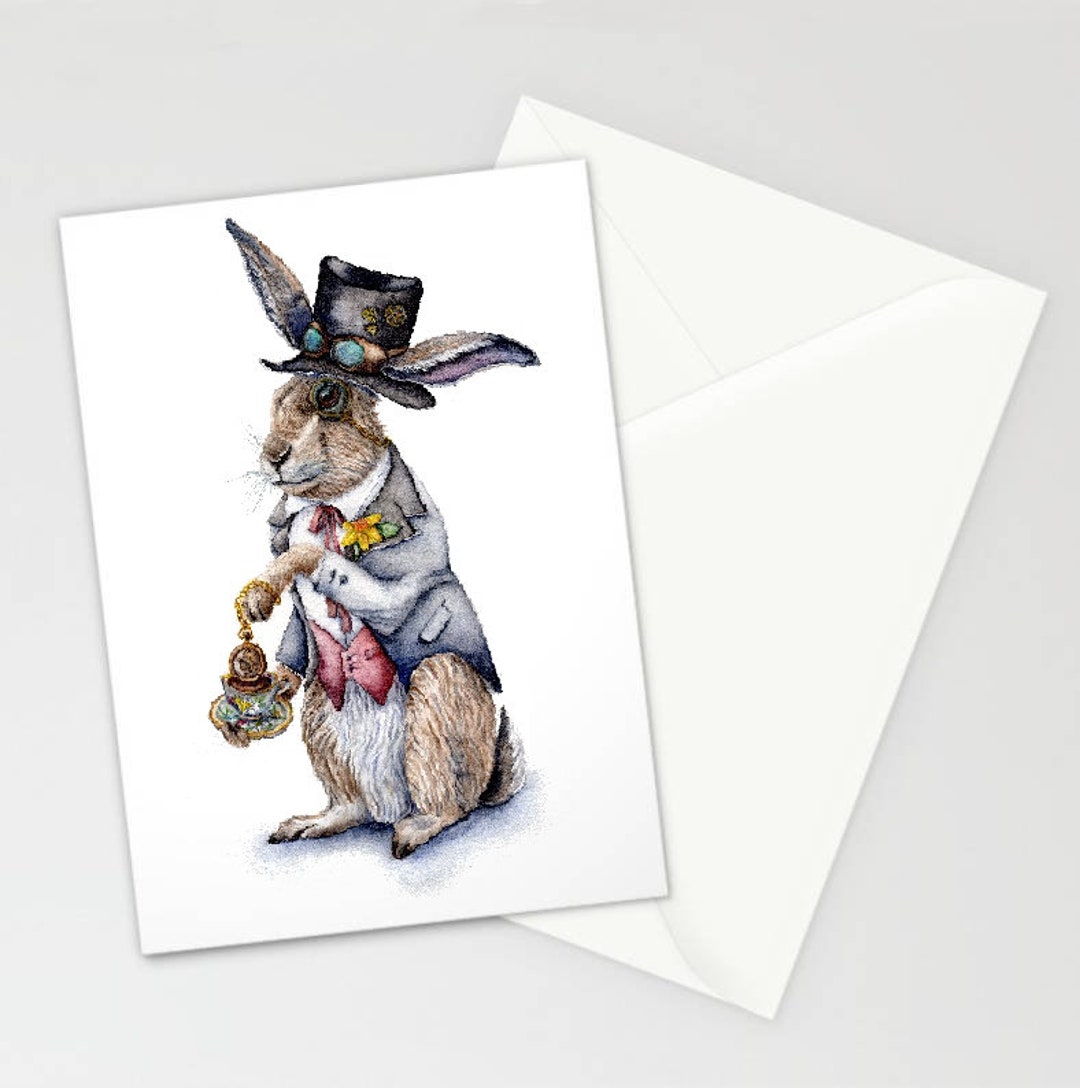Steampunk March Hare - Blank Greeting Card 5''x7'' Gifts for Him Alice ...