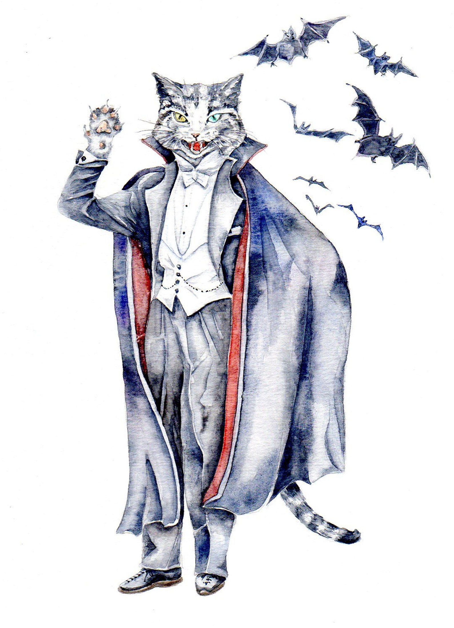 Count Catula Art Print of Watercolor Painting 8x10 Halloween - Etsy