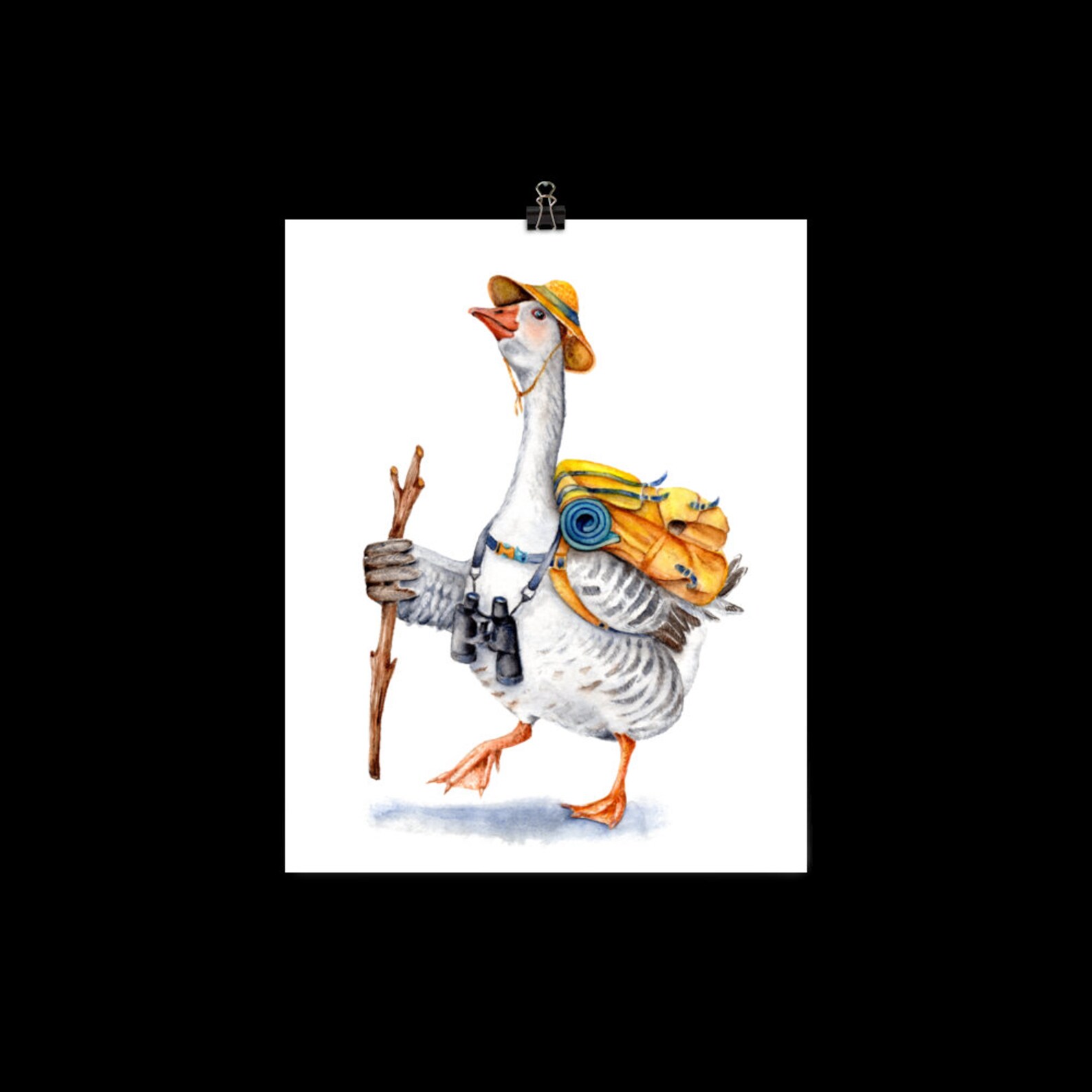 Hiking Goose With Backpack and Binoculars Art Print of - Etsy Canada