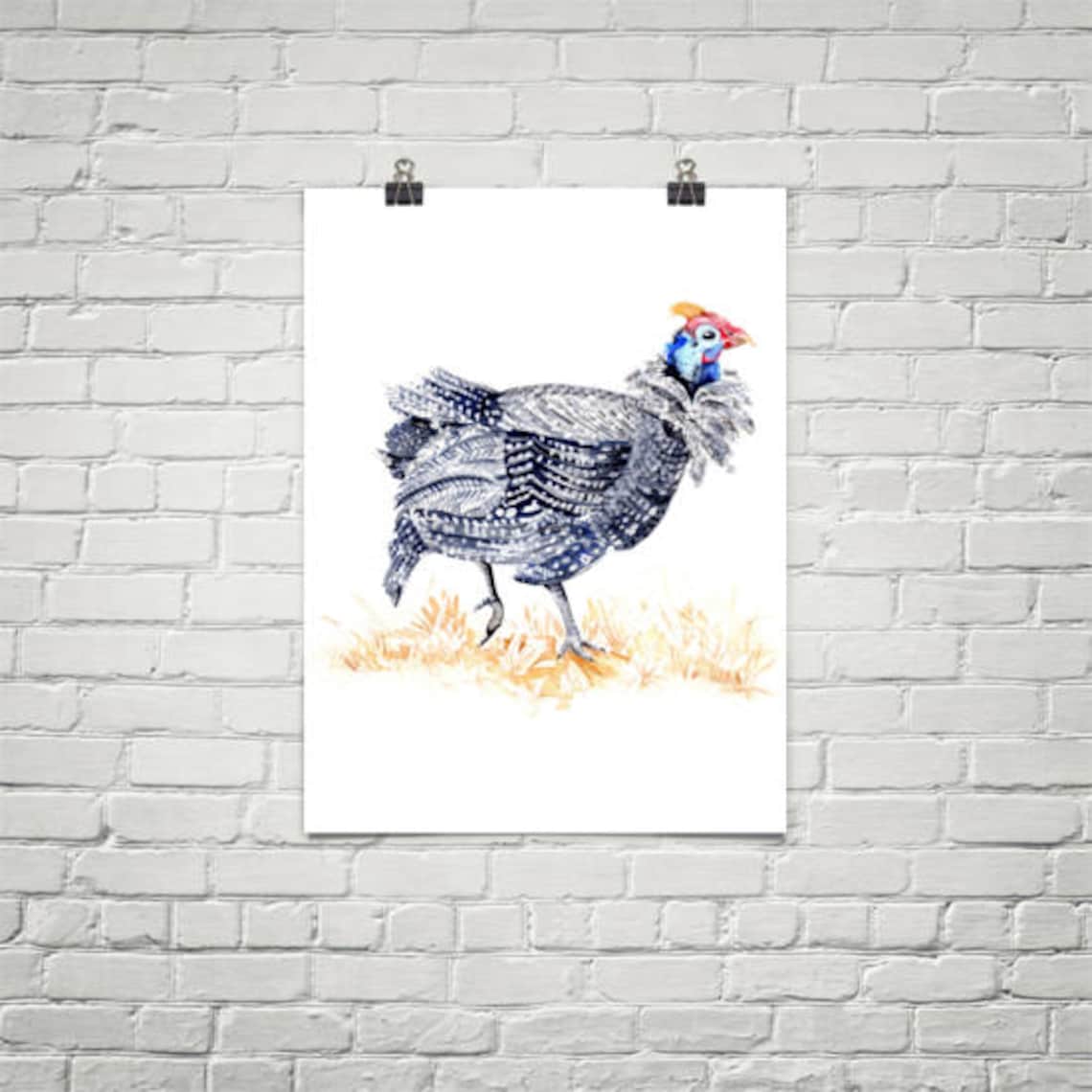 Guinea Hen Art Print of Watercolor Guinea Fowl South - Etsy