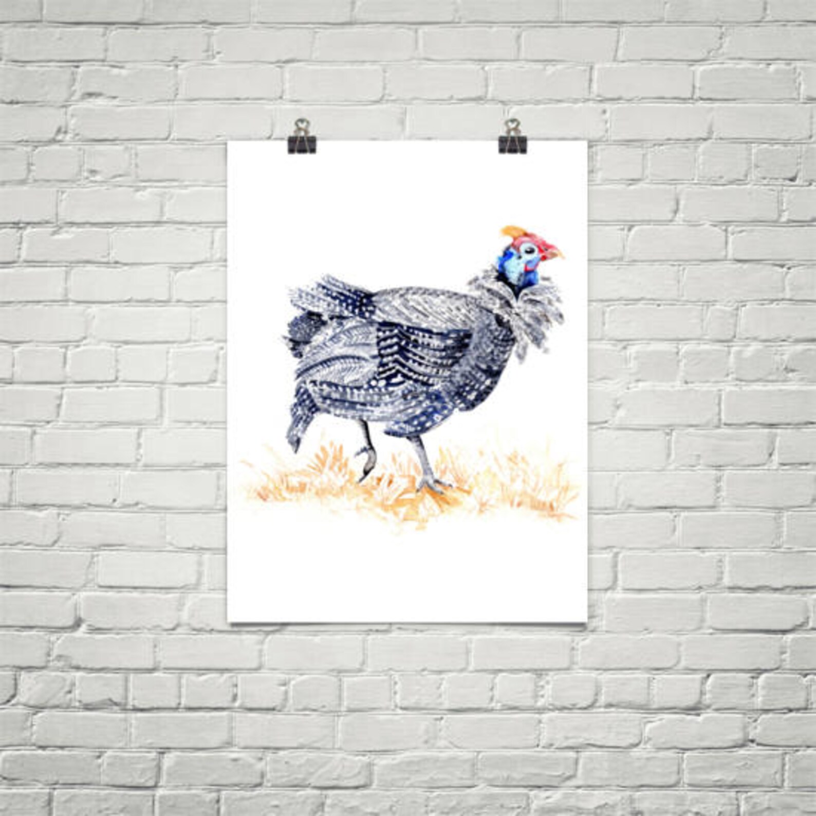 Guinea Hen Art Print of Watercolor Guinea Fowl South - Etsy