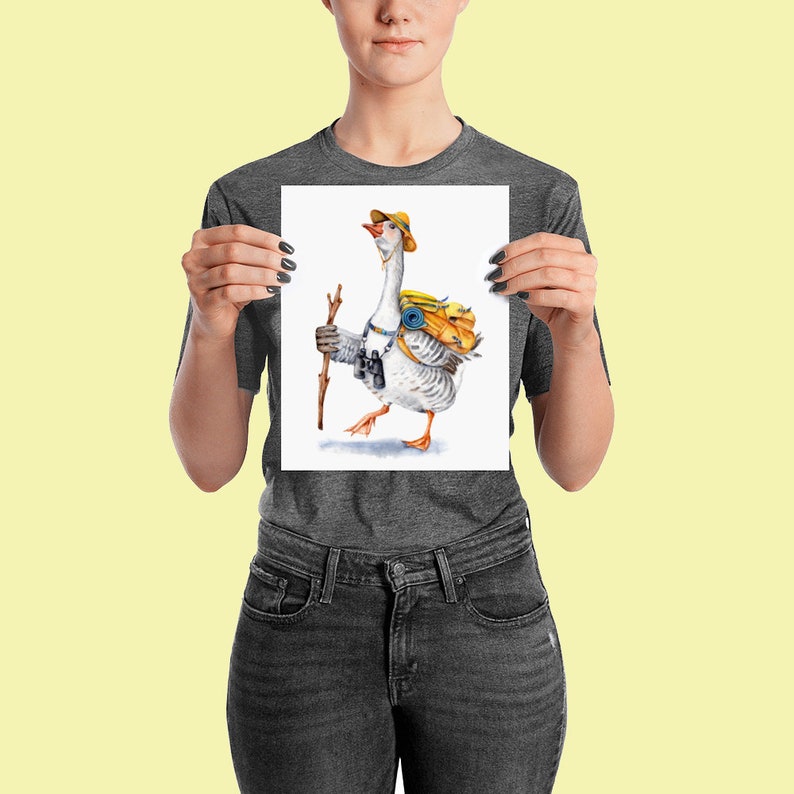 Hiking Goose With Backpack and Binoculars Art Print of - Etsy Canada