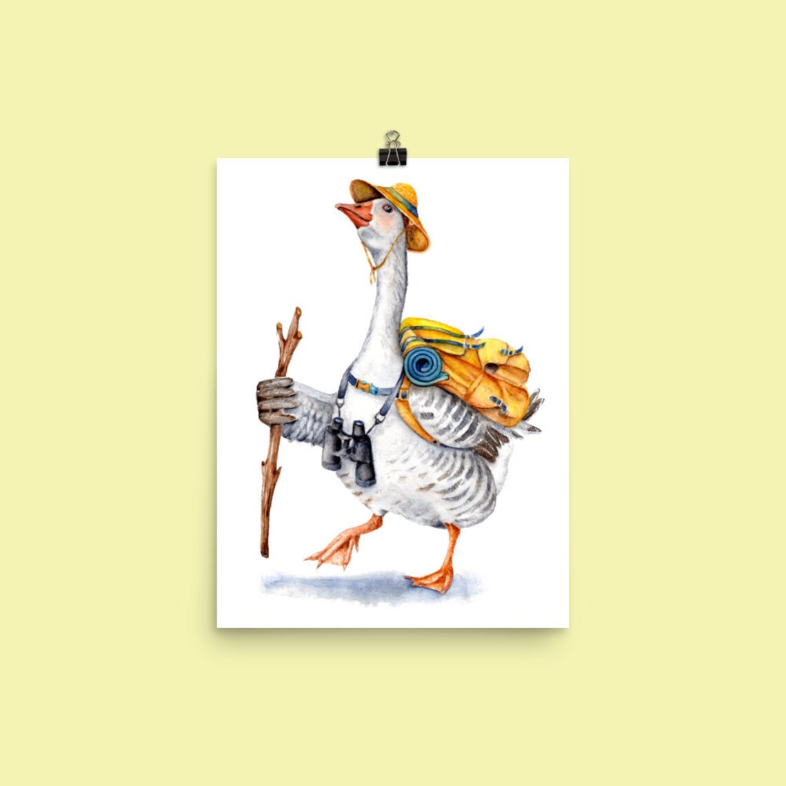 Hiking Goose With Backpack and Binoculars Art Print of - Etsy Canada