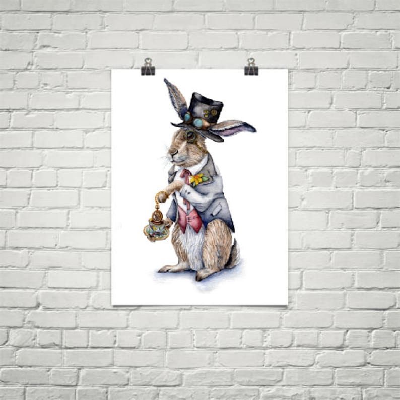Steampunk March Hare - Fine Art Print Original Watercolor Painting ...