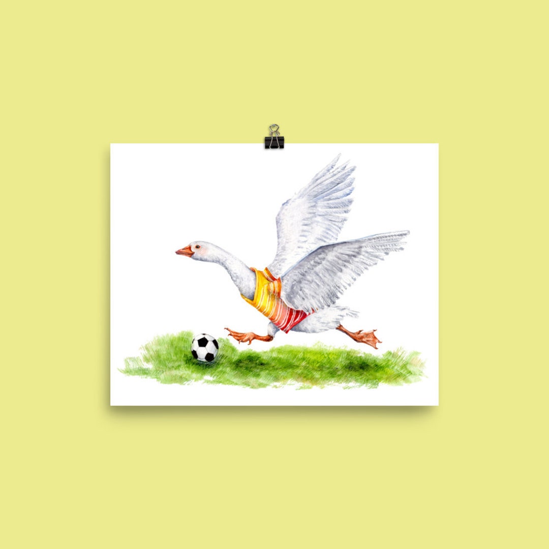 Soccer Goose Running With a Soccer Ball - Art Print of Original ...
