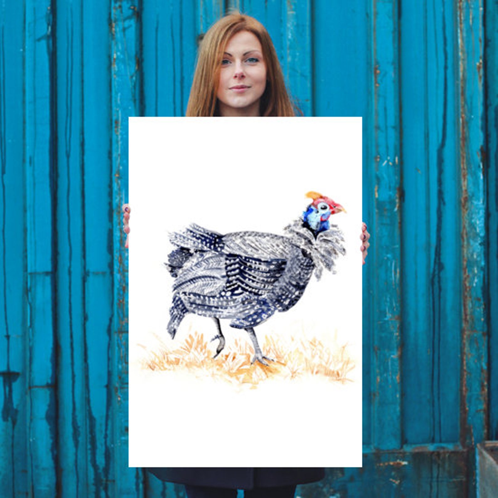 Guinea Hen Art Print of Watercolor Guinea Fowl South - Etsy