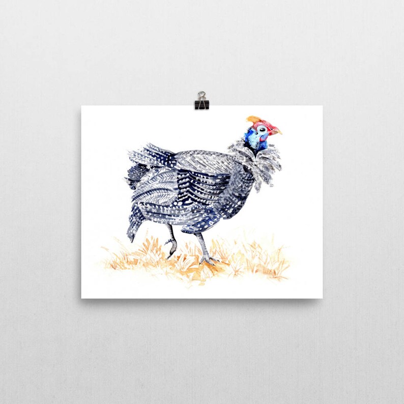 Guinea Hen Art Print of Watercolor Guinea Fowl South - Etsy