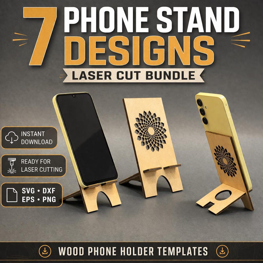 Laser Cut Phone Stand Bundle, 7 Wood Holder Designs (digital Download ...
