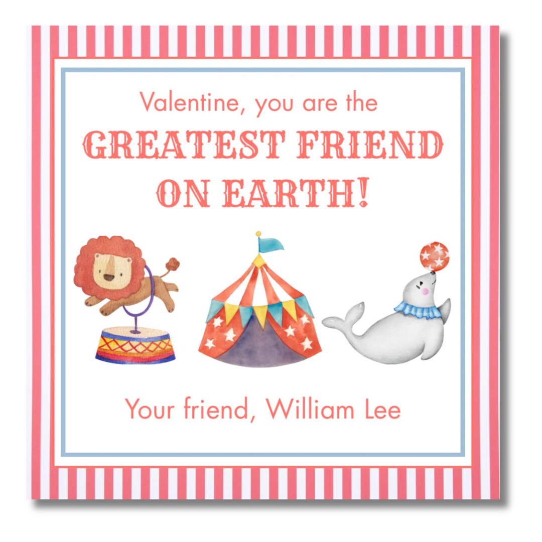 Circus Valentine Tag | Instant Download | Kids Valentines Tags | Circus ...