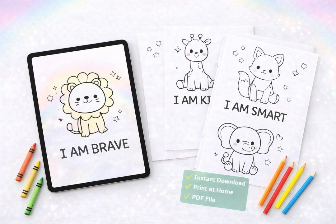 Positive Affirmation Coloring Pages for Kids | Animal Coloring Sheets ...
