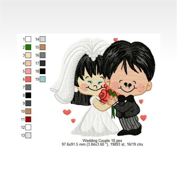 Wedding Machine Embroidery Design Wedding Couple 7 4x4 - Etsy