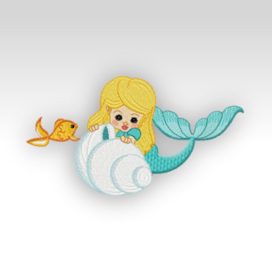Mermaid Machine Embroidery Design Precious Mermaid 9 5x7 Hoop. - Etsy