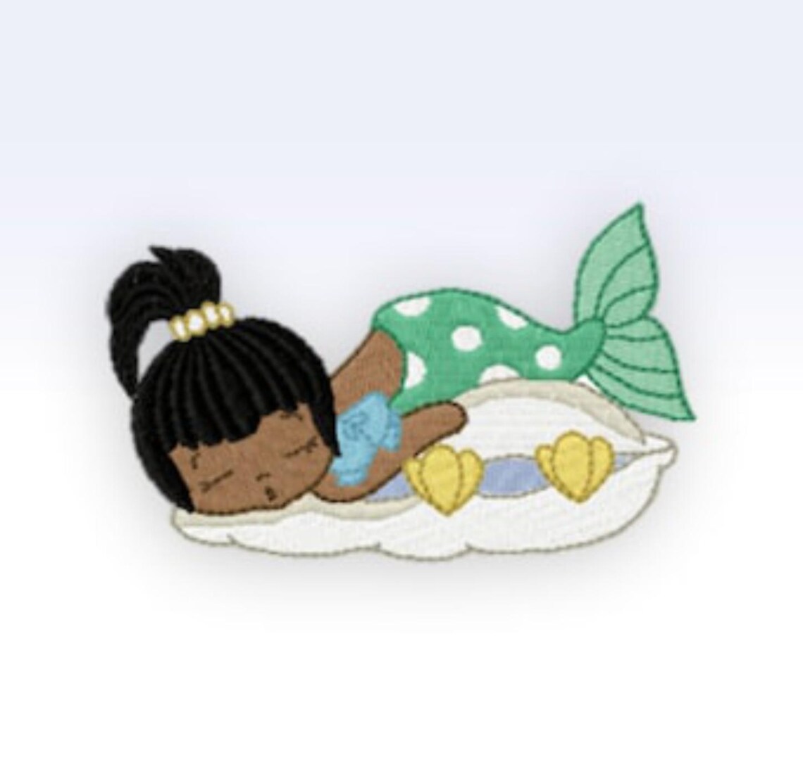 Mermaid - Machine Embroidery Design - Sleeping Mermaid A 8 - 4x4" Hoop ...