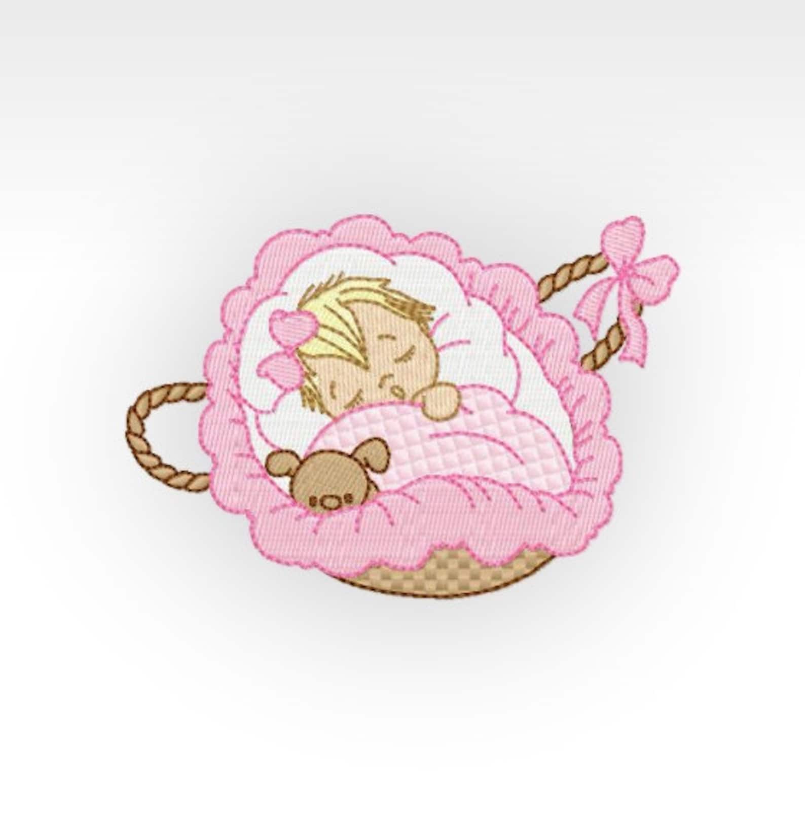 Baby Machine Embroidery Design Sleeping Baby 6 4x4 Hoop - Etsy