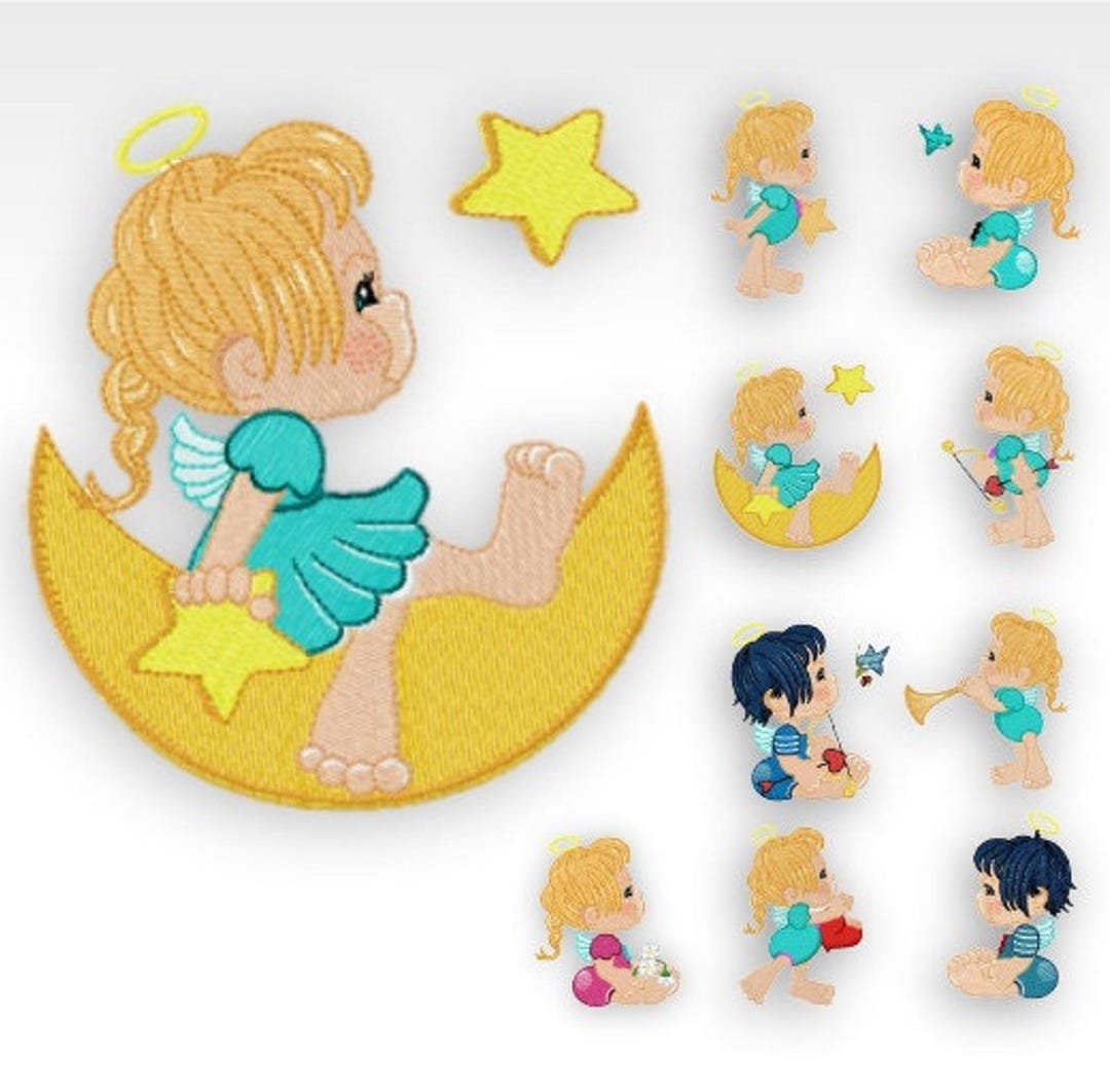 Angel Machine Embroidery Designs - Heavenly Angels Set of 10 - Etsy