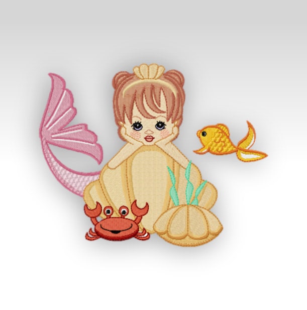 Mermaid Machine Embroidery Design Precious Mermaid 7 5x7 Hoop. - Etsy