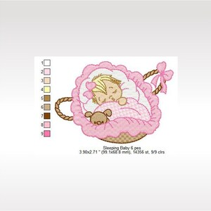 Baby Machine Embroidery Design Sleeping Baby 6 4x4 Hoop - Etsy