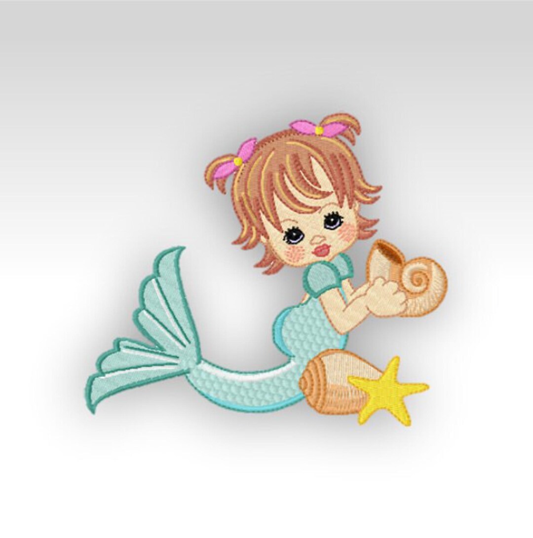 Mermaid - Machine Embroidery Design - Precious Mermaid 2 - 5x7" Hoop ...