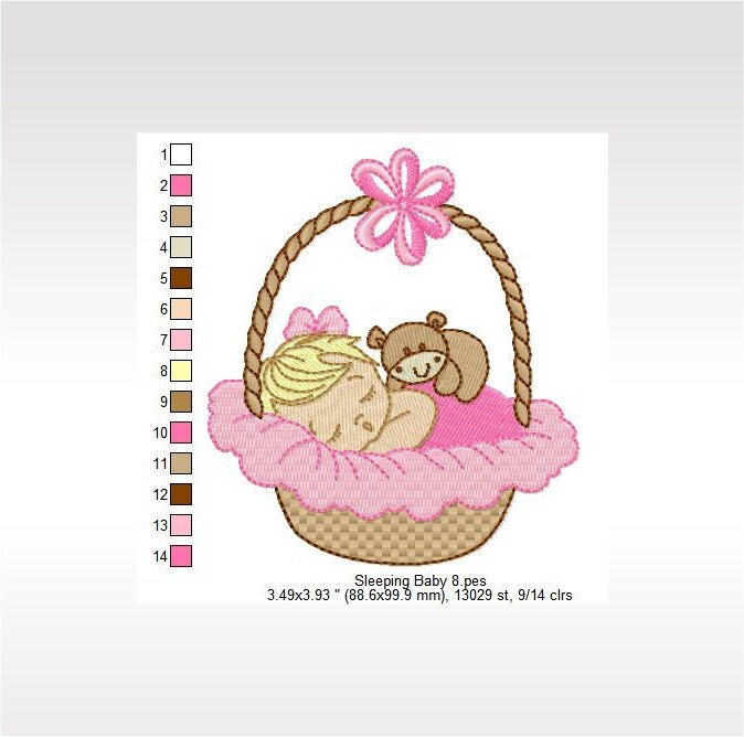 Baby Machine Embroidery Design Sleeping Baby 8 4x4 Hoop - Etsy