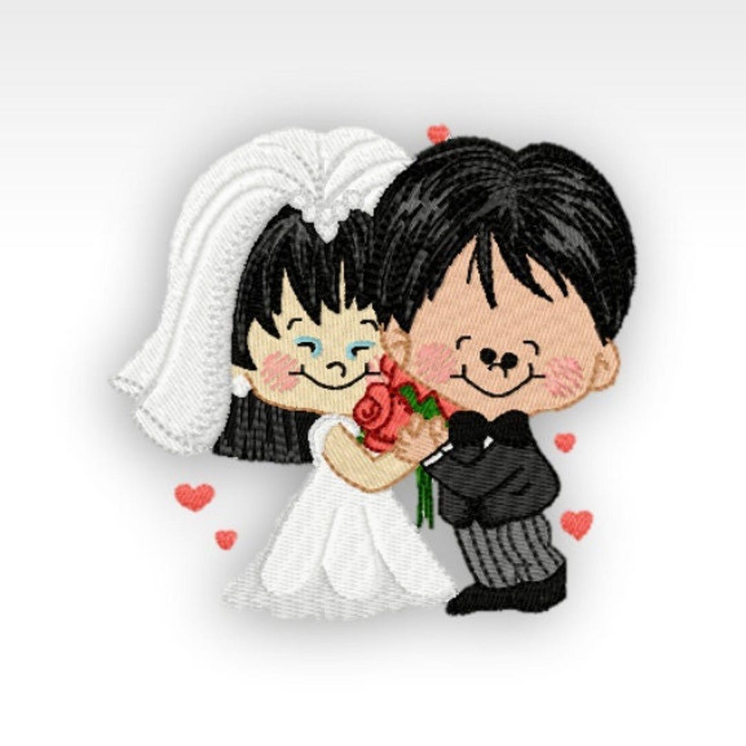 Wedding - Machine Embroidery Design - Wedding Couple 7 - 4x4 Hoop - Etsy