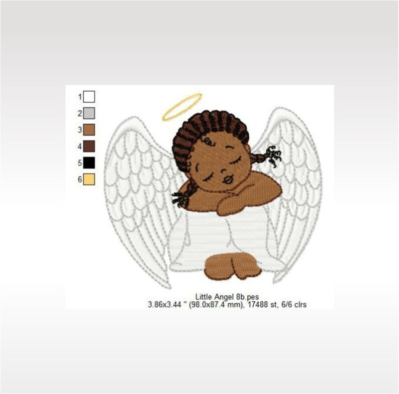 African Angel Machine Embroidery Design Little Angel 8b 4x4 Hoop. - Etsy