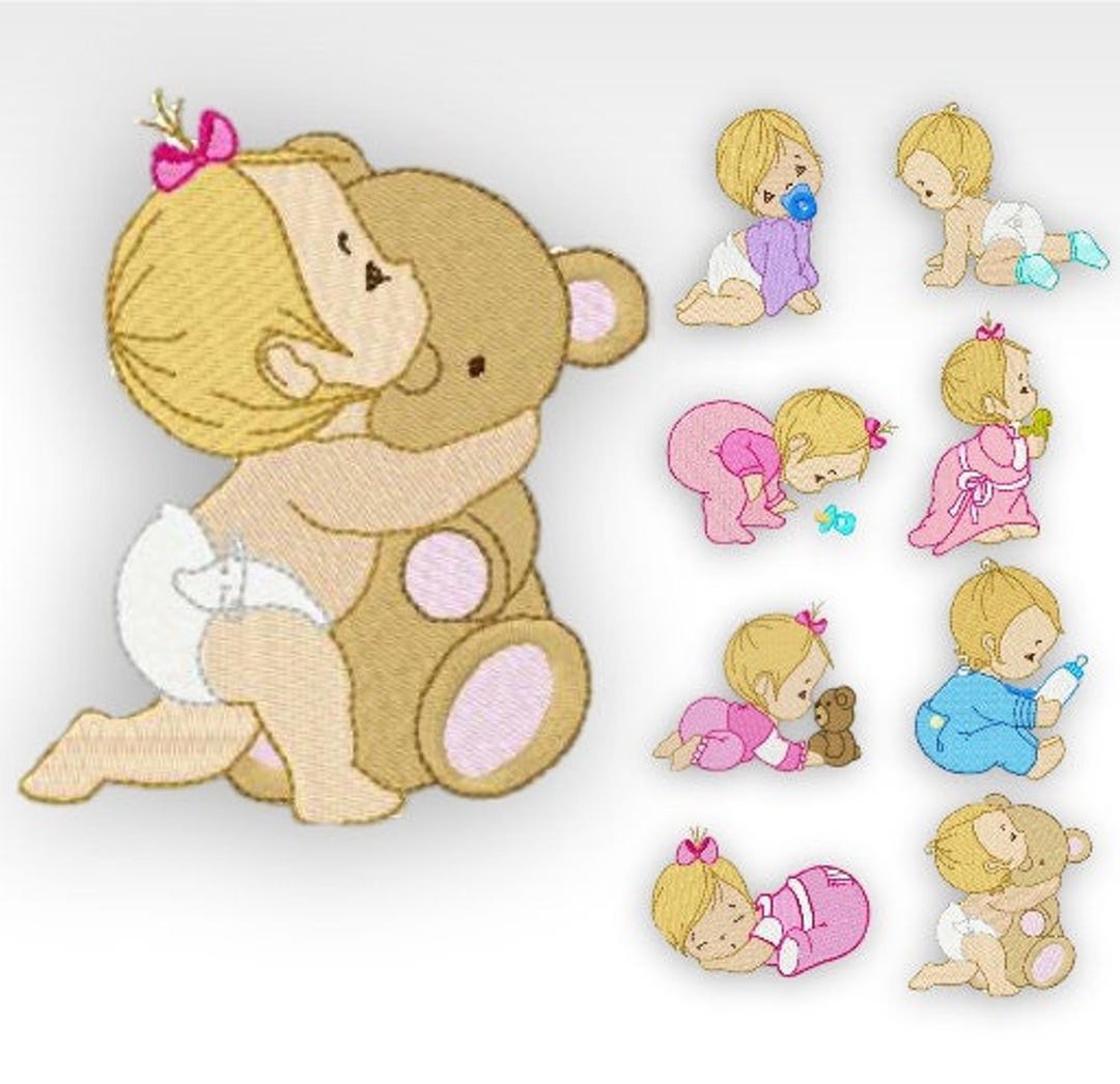 Baby Machine Embroidery Designs - Baby Time Babies - Set of 10 - Etsy