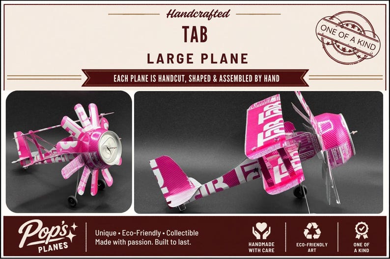 Pop's Plane – Tab Soda Large Airplane | Handmade Recycled Soda Can Art ...