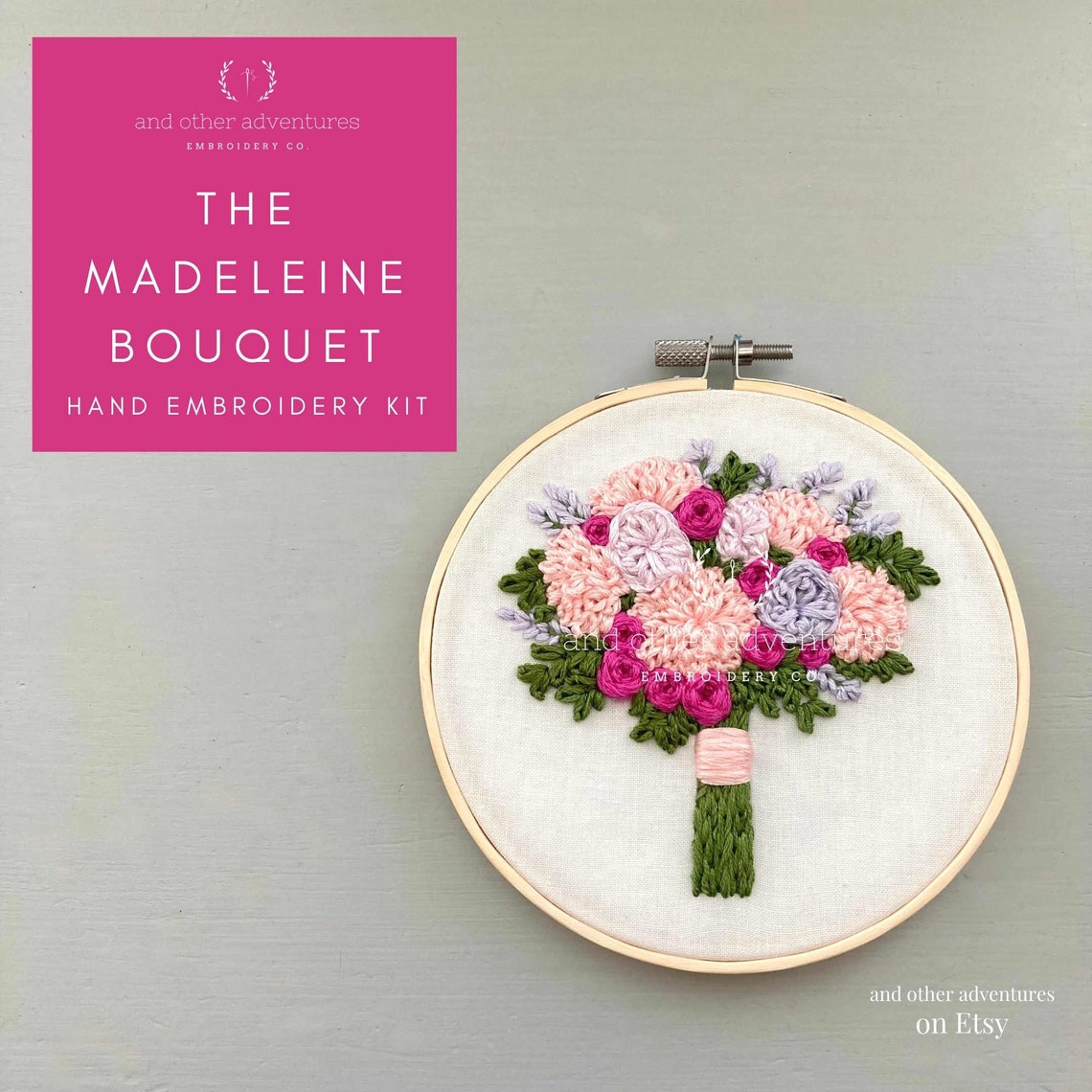 Madeleine Bouquet Hand Embroidery KIT - DIY Floral Embroidery Hoop ...