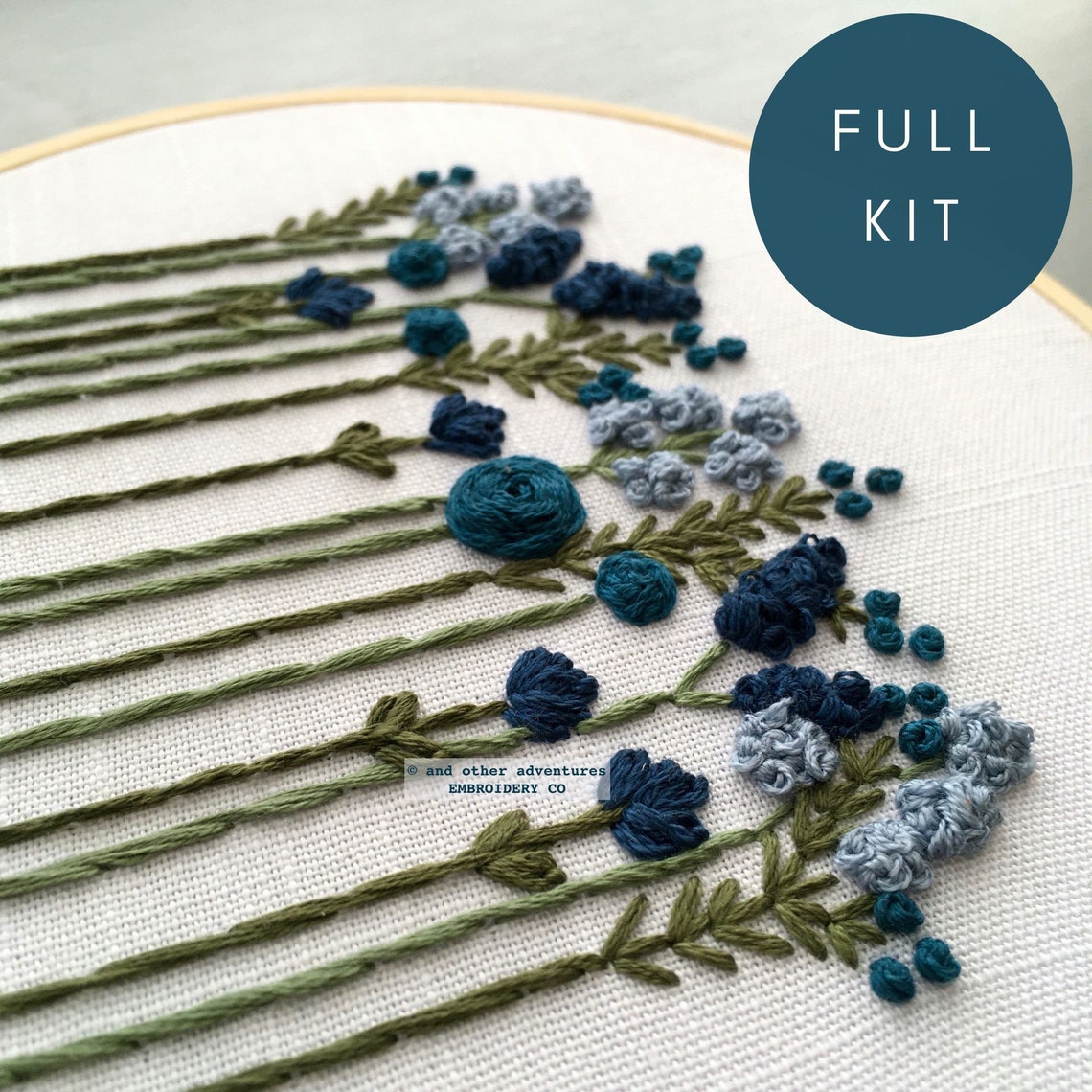 Midnight Blue Wildflowers Embroidery Kit DIY Beginner - Etsy
