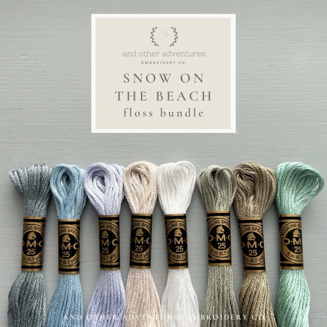 SNOW on the BEACH Embroidery Floss Bundle - 8 Curated DMC Thread Colors ...