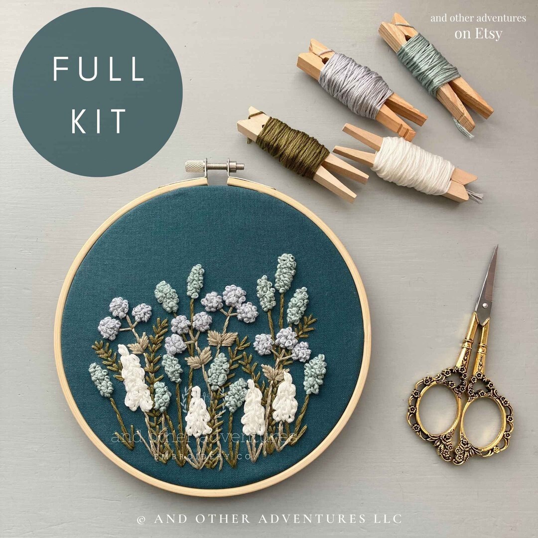 Embroidery KIT - Avonlea Sea Salt | Neutral Flowers, Serene Florals ...