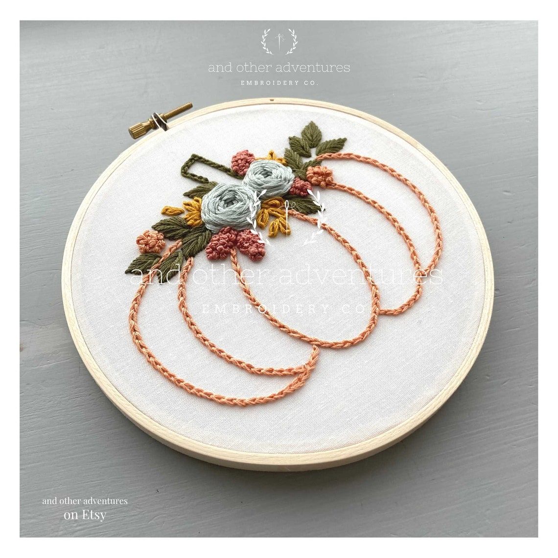 Harvest Pumpkin Hand Embroidery Kit DIY Autumn Embroidered - Etsy