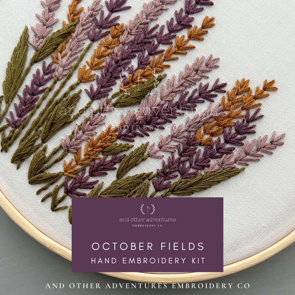 October Fields - Beginner Hand Embroidery Kit, Moody Purple Embroidery ...