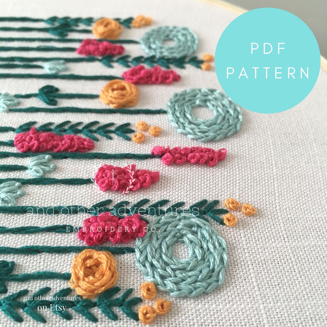 Beginner Hand Embroidery Digital PDF Pattern Summer DIY - Etsy
