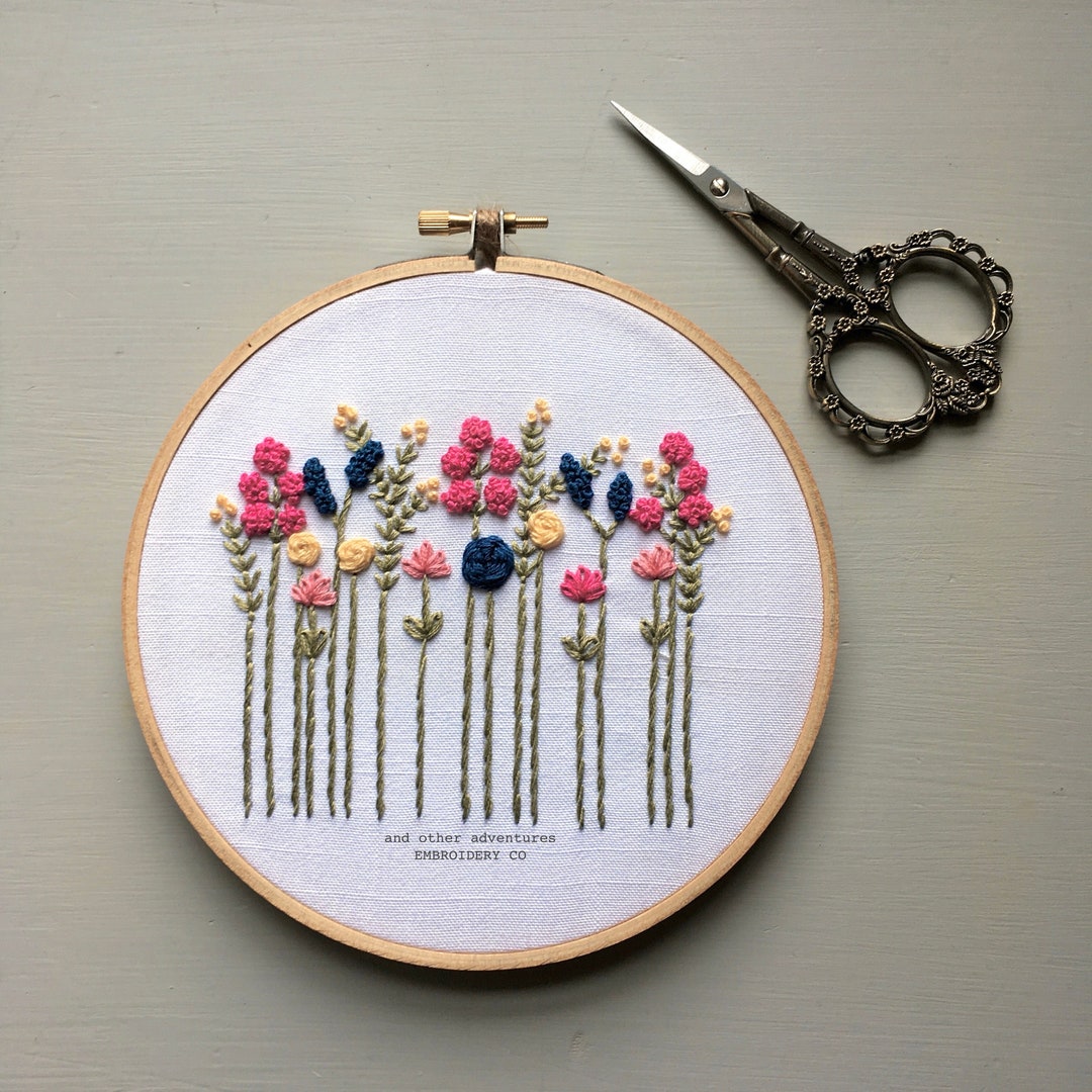 DIY Beginner Hoop Art Digital Pattern, Hand Embroidery PDF, Wildflowers ...