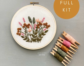 Midnight Blue Wildflowers Embroidery Kit DIY Beginner Embroidery Kit by and Other Adventures ...