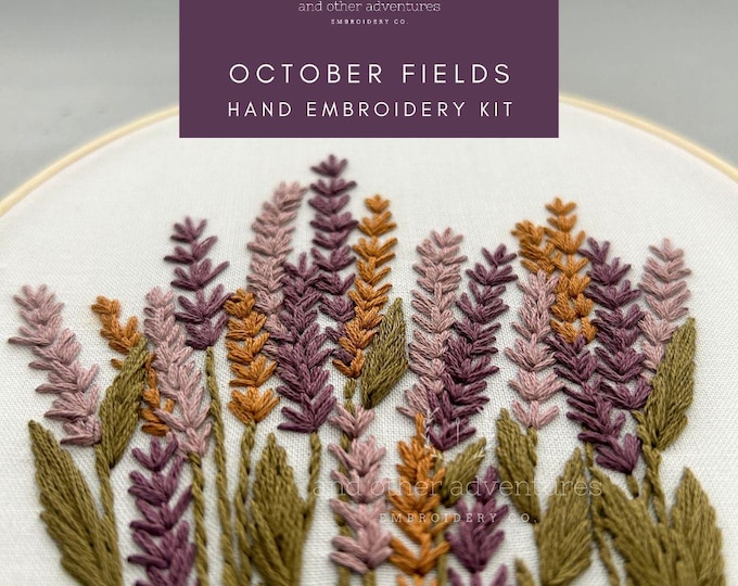 Beginner Hand Embroidery KIT - Blush & Olive Meadow DIY Embroidery Hoop ...