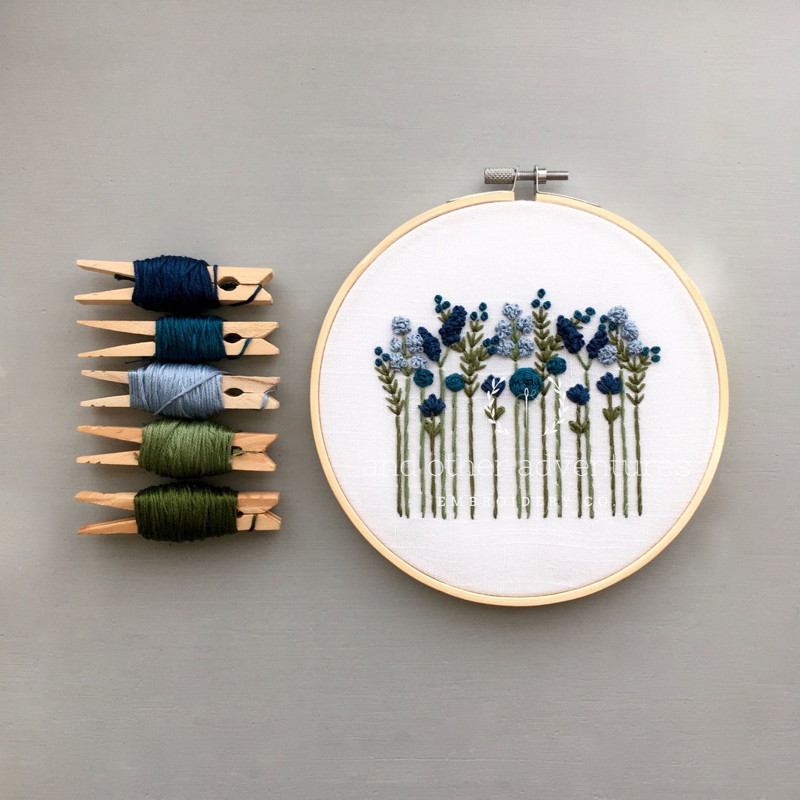 Midnight Blue Wildflowers Embroidery Kit DIY Beginner - Etsy