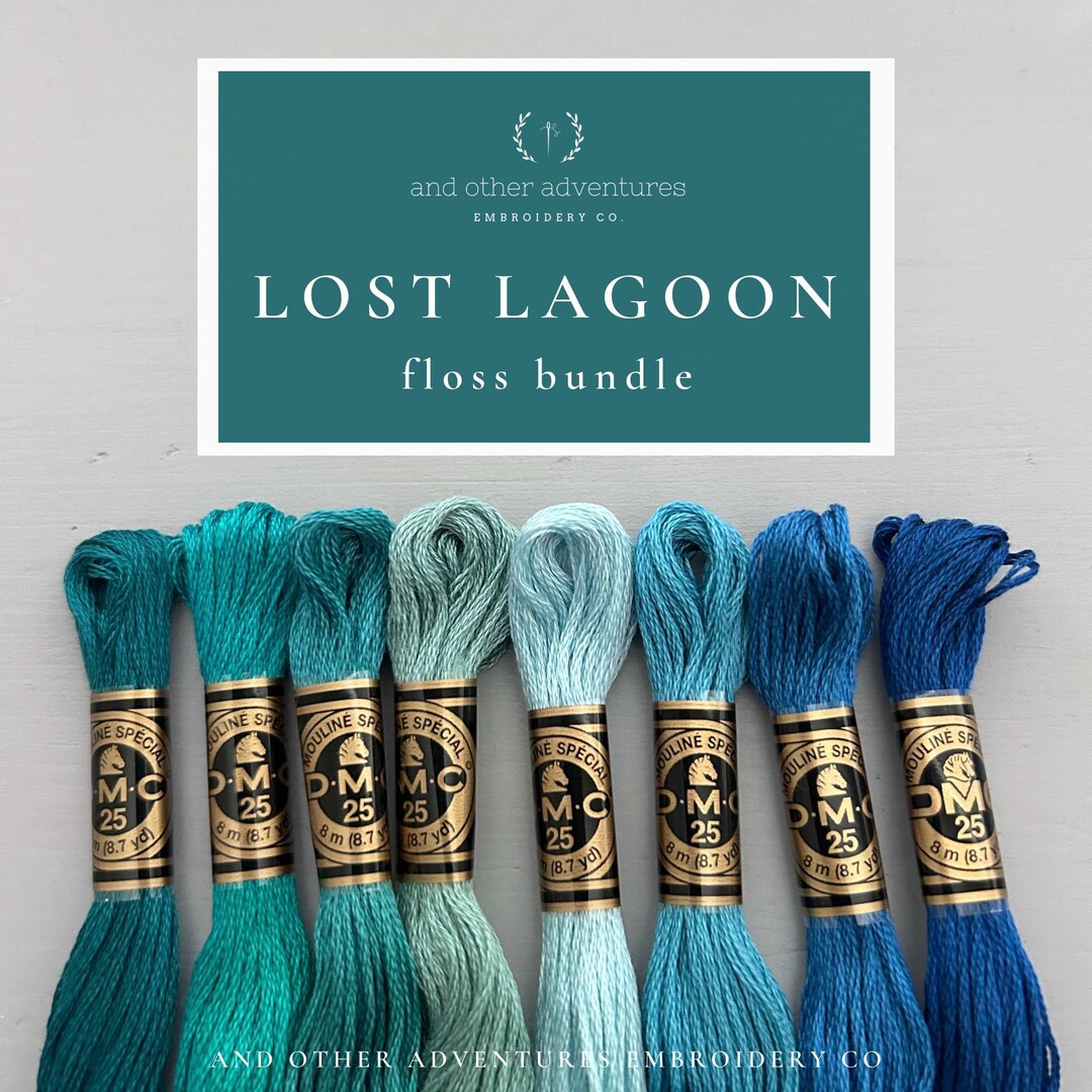 LOST LAGOON Embroidery Floss Bundle - 8 Curated DMC Thread Colors, Teal ...