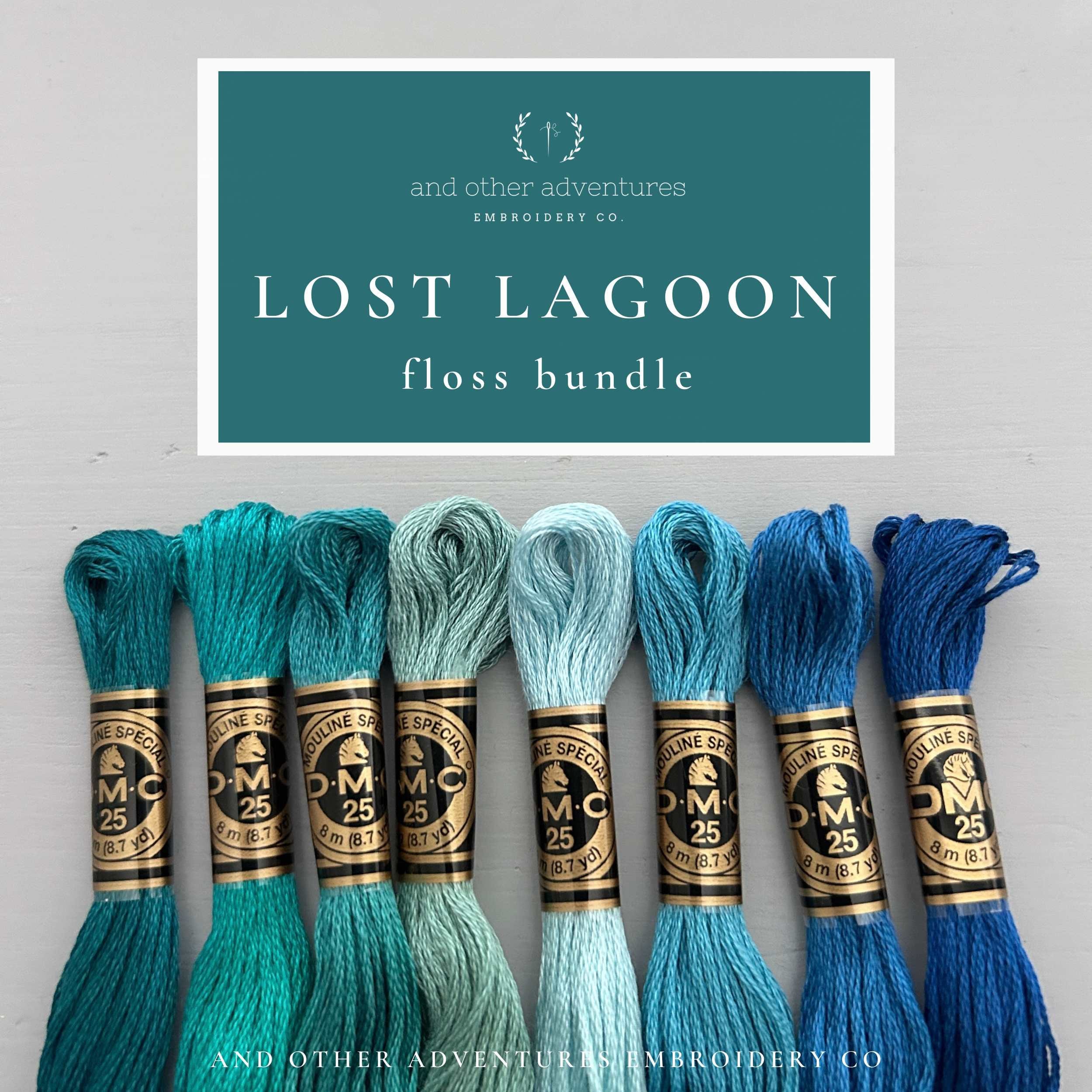 LOST LAGOON Embroidery Floss Bundle - 8 Curated DMC Thread Colors, Teal ...