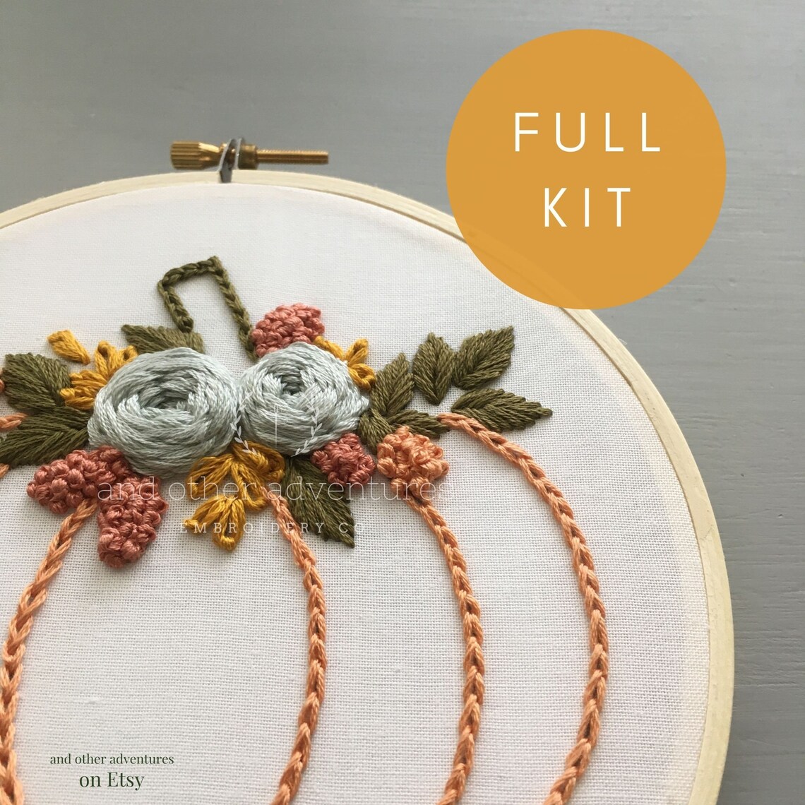Harvest Pumpkin Hand Embroidery Kit DIY Autumn Embroidered - Etsy