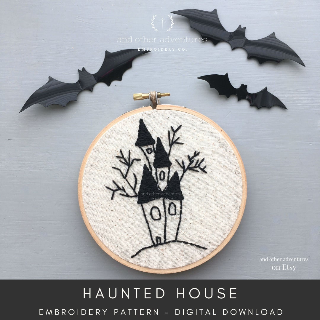 PDF PATTERN - DIY Halloween Haunted House Beginner Hand Embroidery ...