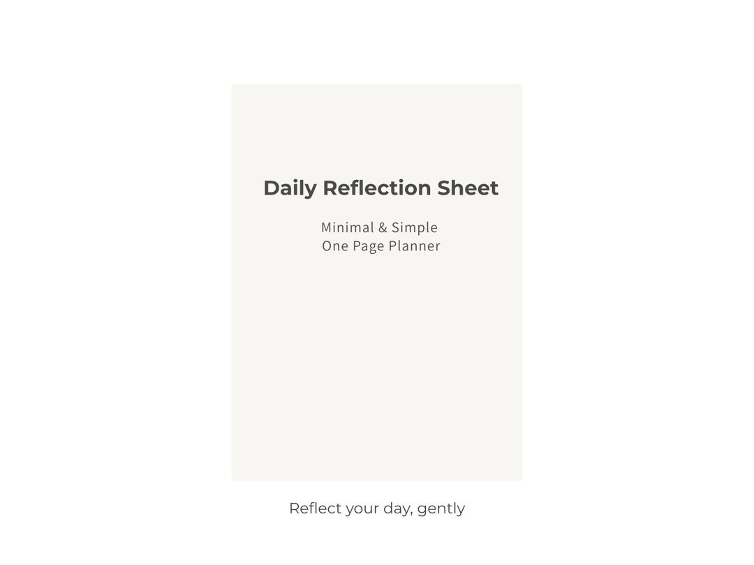 Daily Reflection Sheet - Minimal Printable Journal Page - One Page Self ...